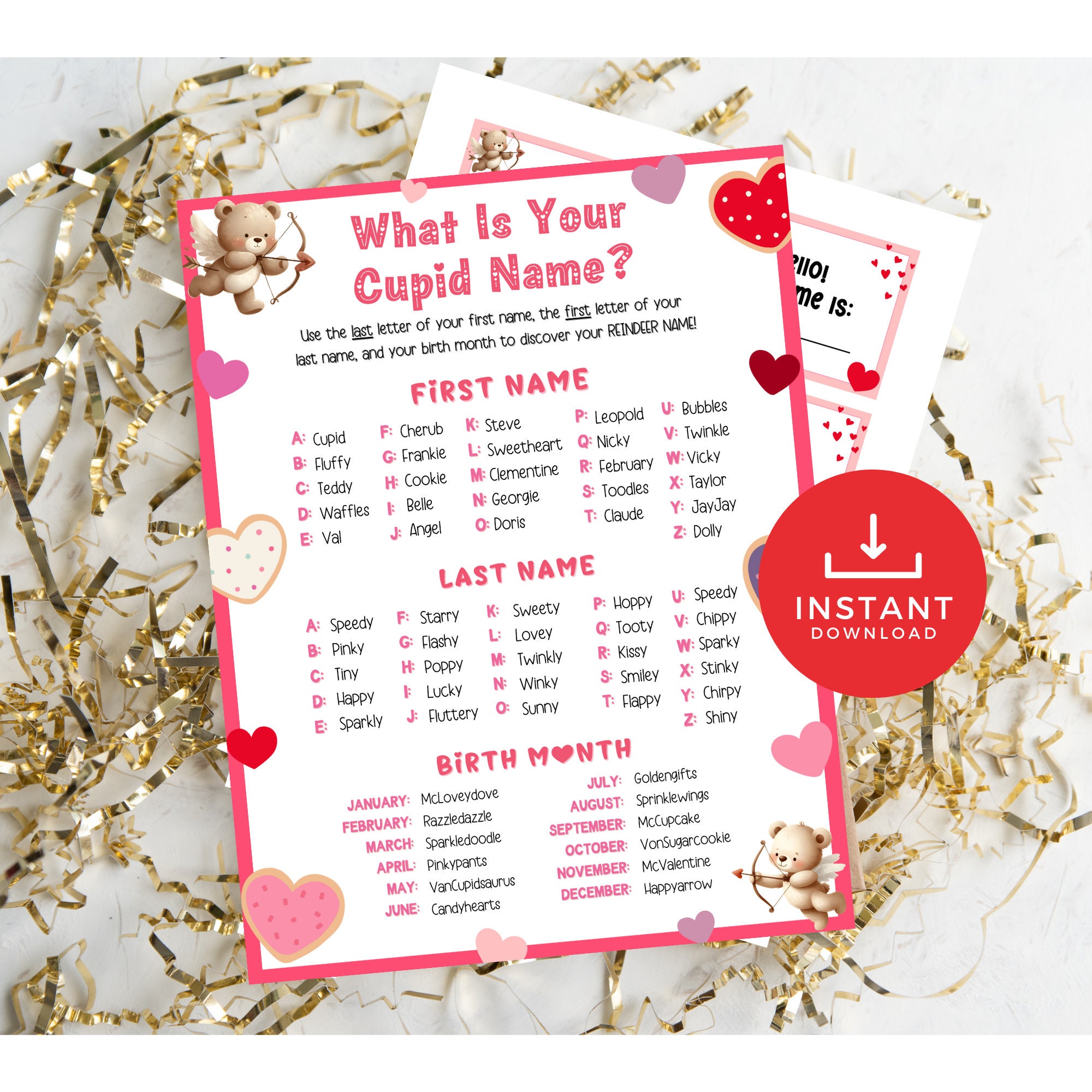 Name Game, What’s Your Cupid Name Game, Valentine’s Day Games for Kids ...