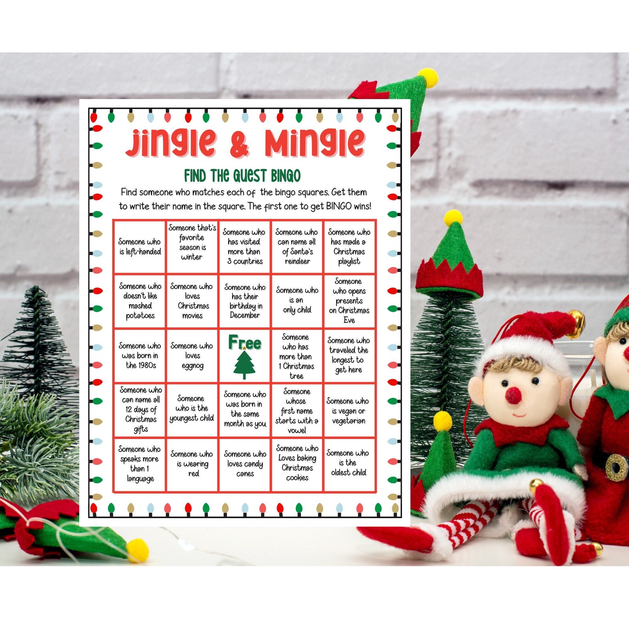 Christmas Party Bingo Game: Jingle & Mingle, Find the Guest (PDF) - Etsy