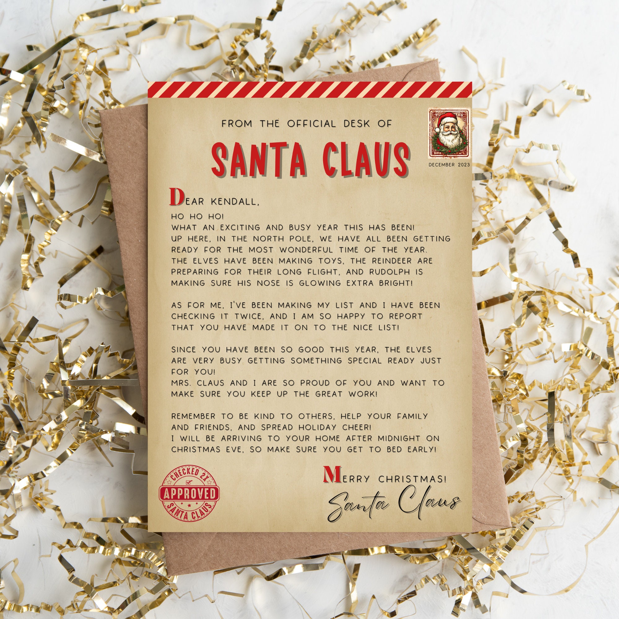 Santa Nice List Certificate Canva Printable Letter From - Etsy