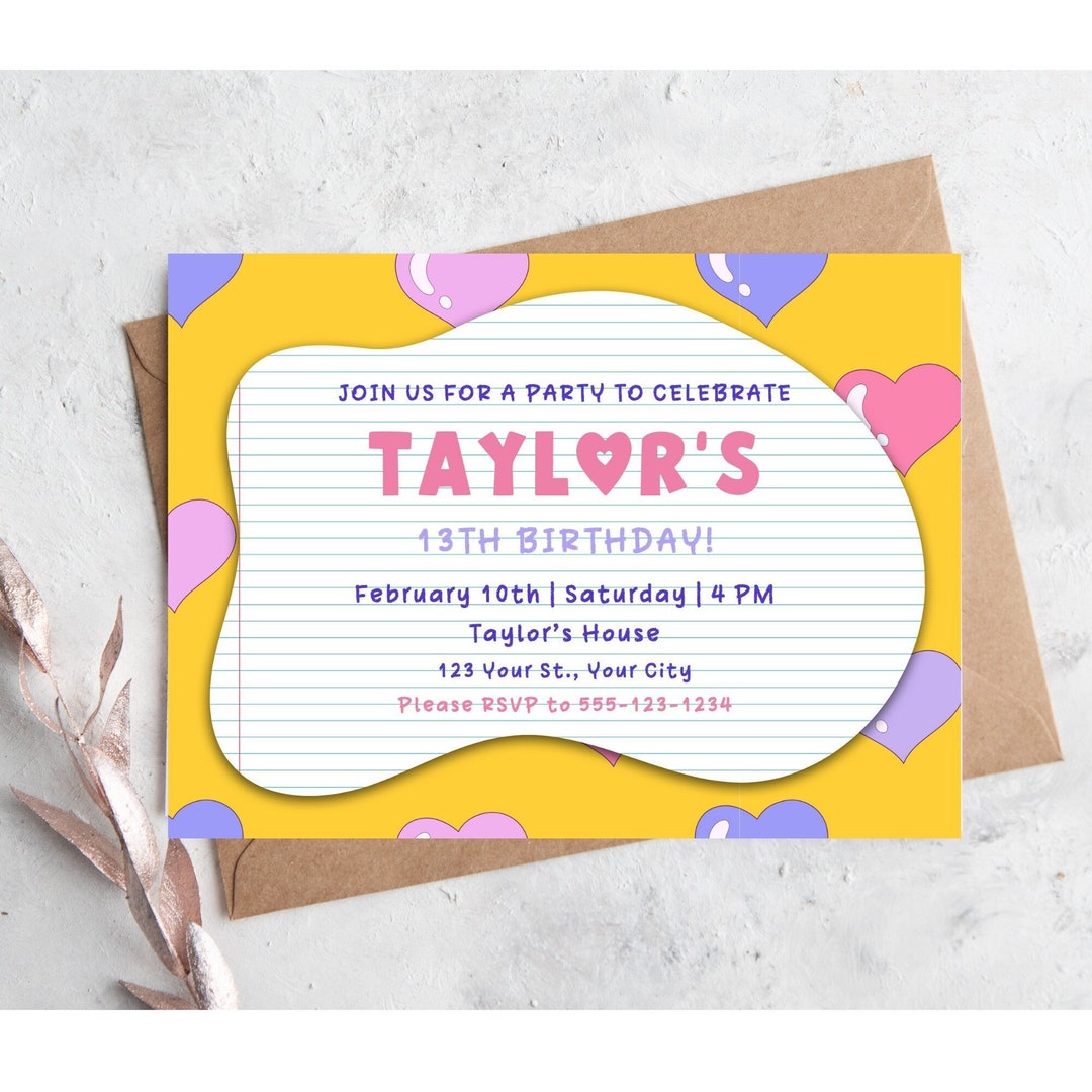 Preppy Girl Birthday Invitations, 90s Theme Girls Birthday Invite ...