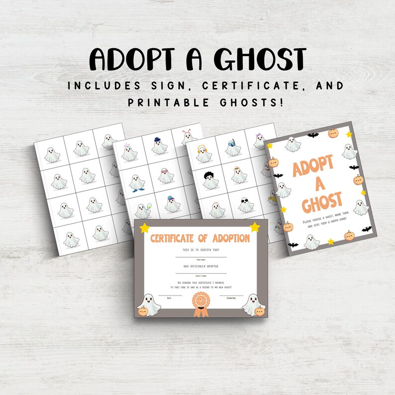 Adopt a Ghost Printable, Ghost Adoption Certificate, Adopt a Ghost ...