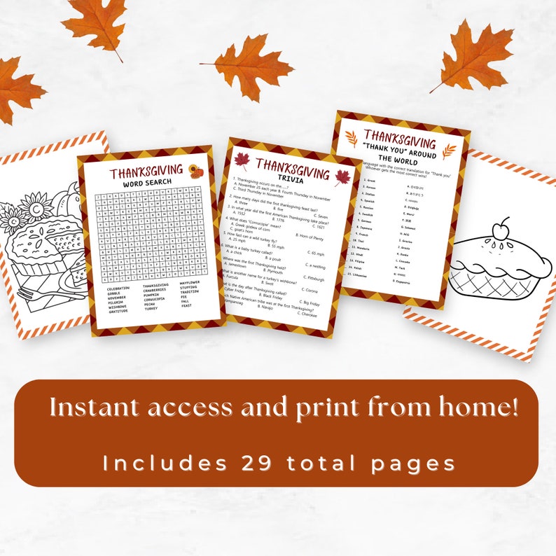 18 Fall Games Bundle, Printable Thanksgiving Indoor Games, 18 Fall ...