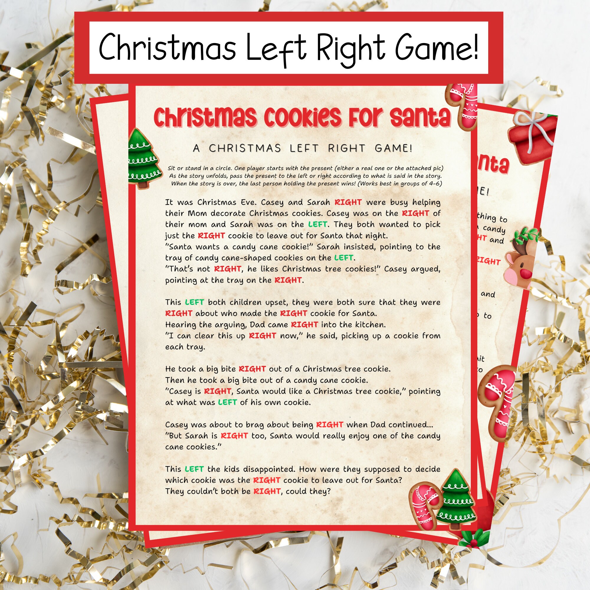 Christmas Left Right Game, Right Left Christmas Game Funny, Holiday ...