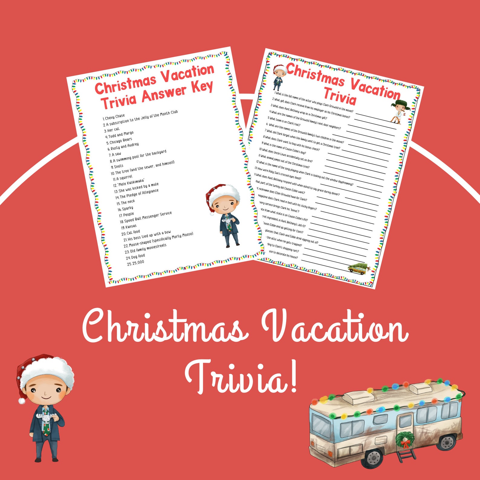 Christmas Vacation Trivia, Holiday Trivia Games Printable, Christmas ...