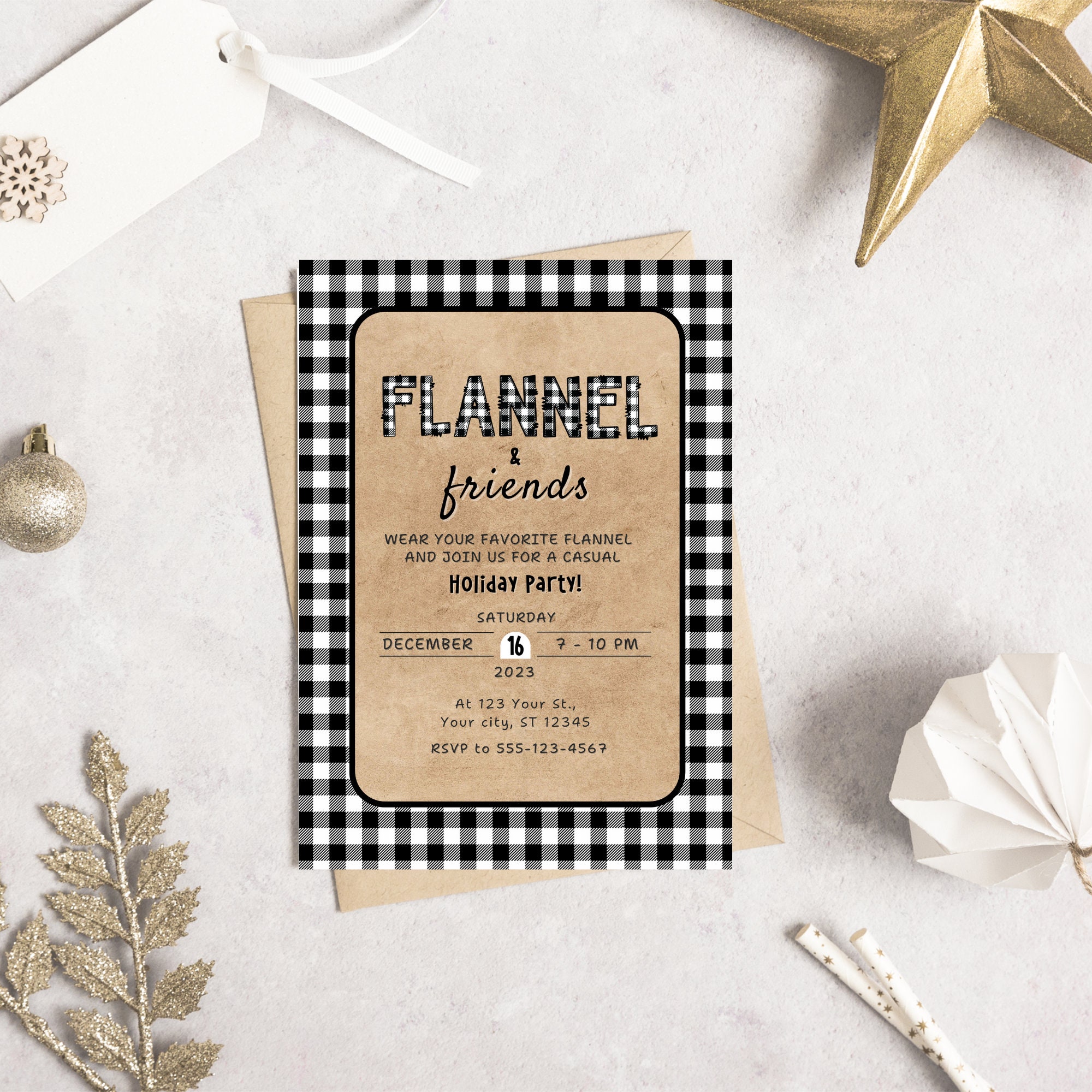 Flannel & Friends Holiday Party Invitation (digital Download) - Etsy