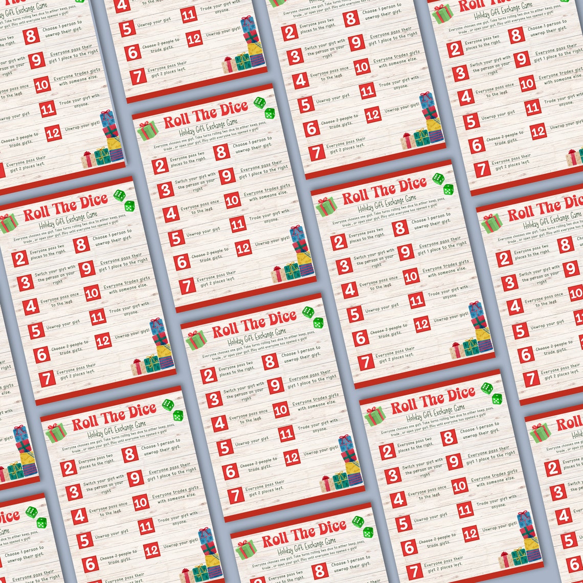 Roll the Dice Game, Holiday Gift Exchange Game, White Elephant ...
