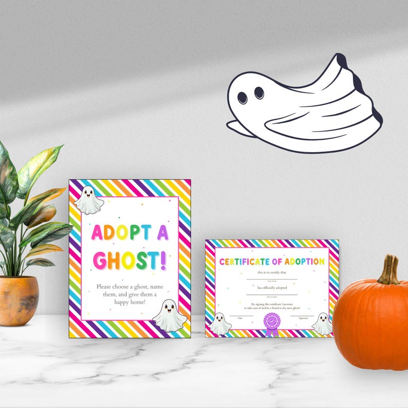 Adopt a Ghost Printable Set: Halloween Party Favor (digital Download ...