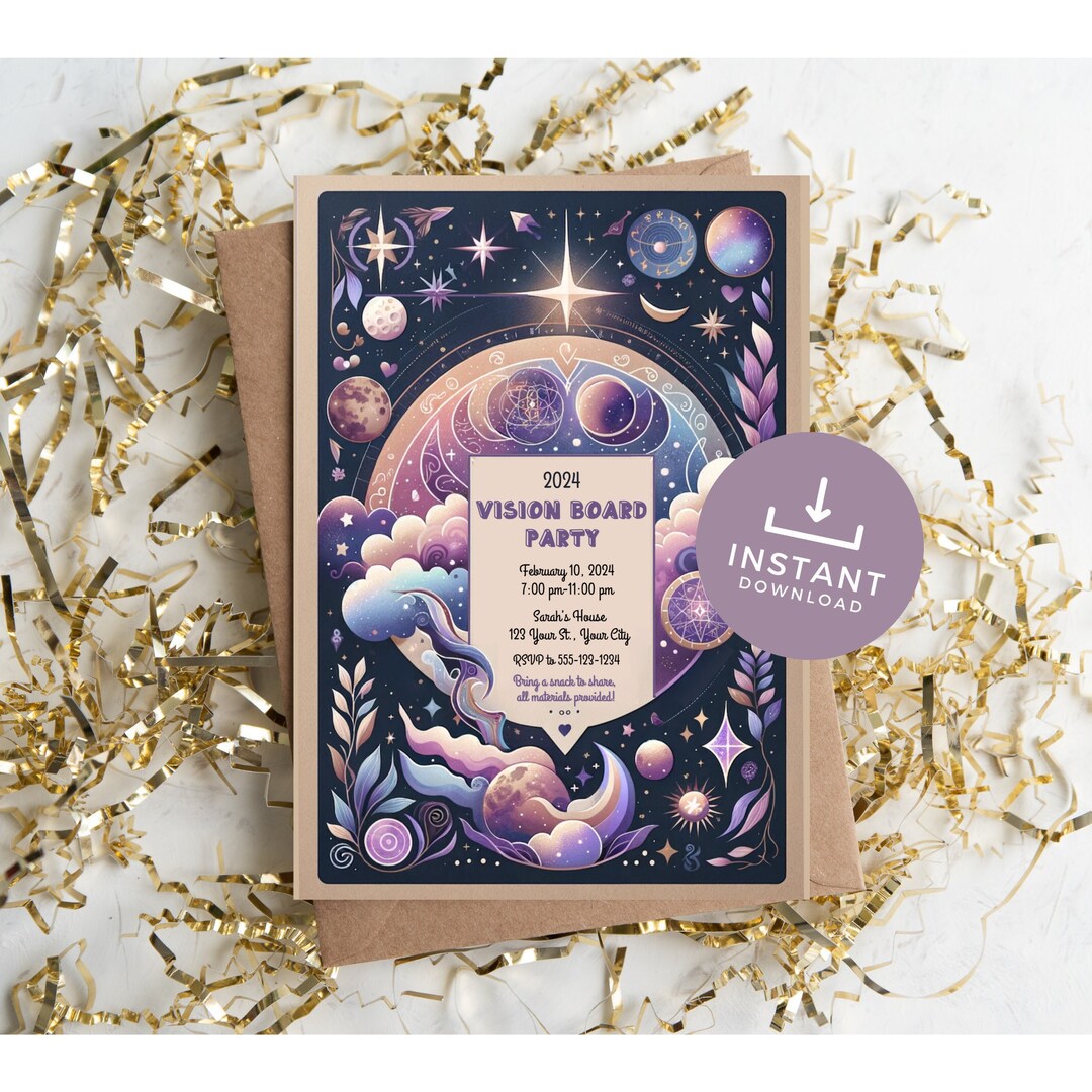 Vision Board Invite, Vision Party Invite, Vision Board Invite Template ...