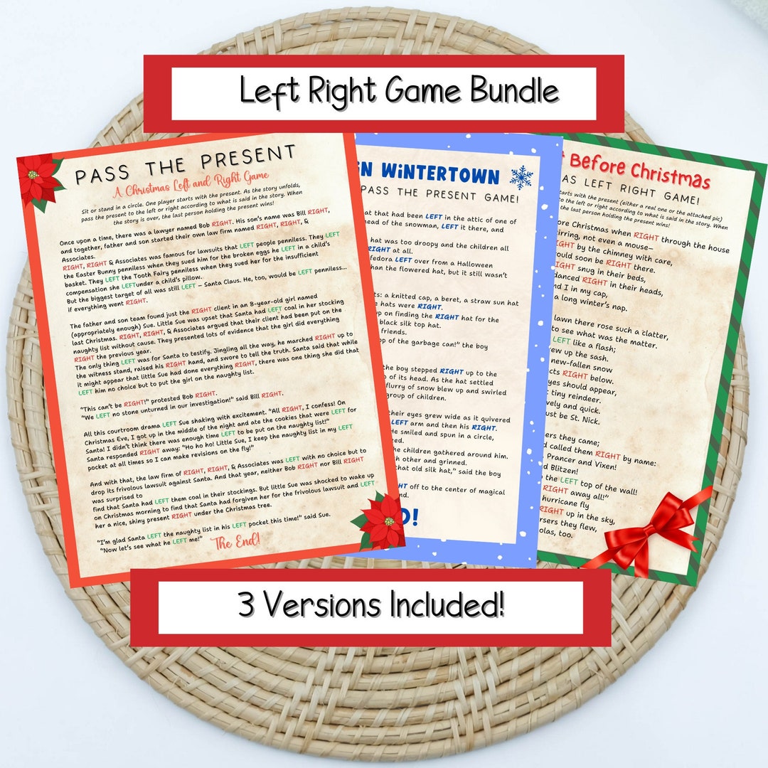 Christmas Game Bundle, Right Left Christmas Game Funny, Pass the ...