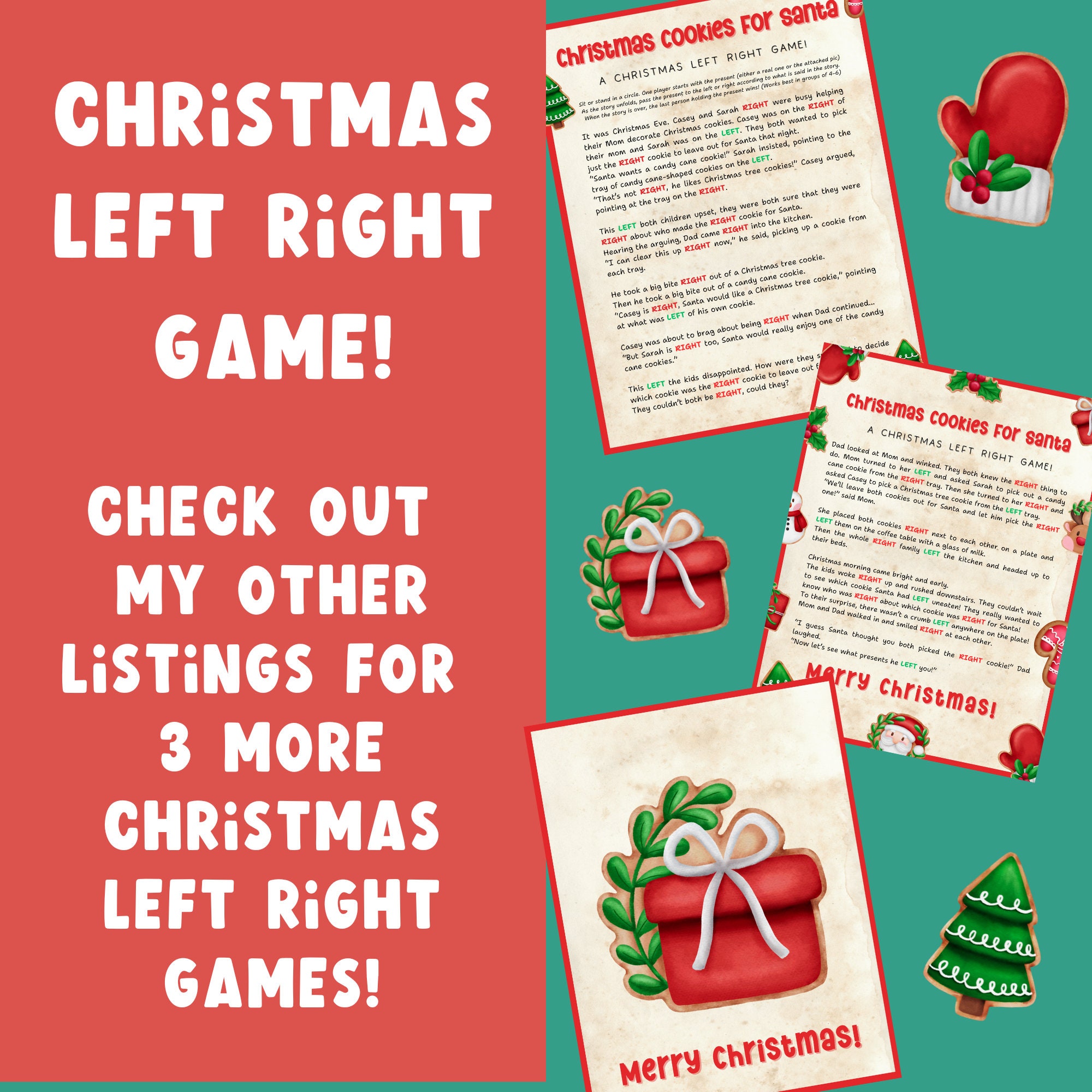 Christmas Left Right Game, Right Left Christmas Game Funny, Holiday ...