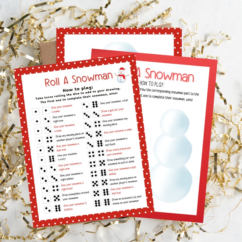 Roll a Snowman Game, Roll a Snowman Dice Game, Printable Christmas ...