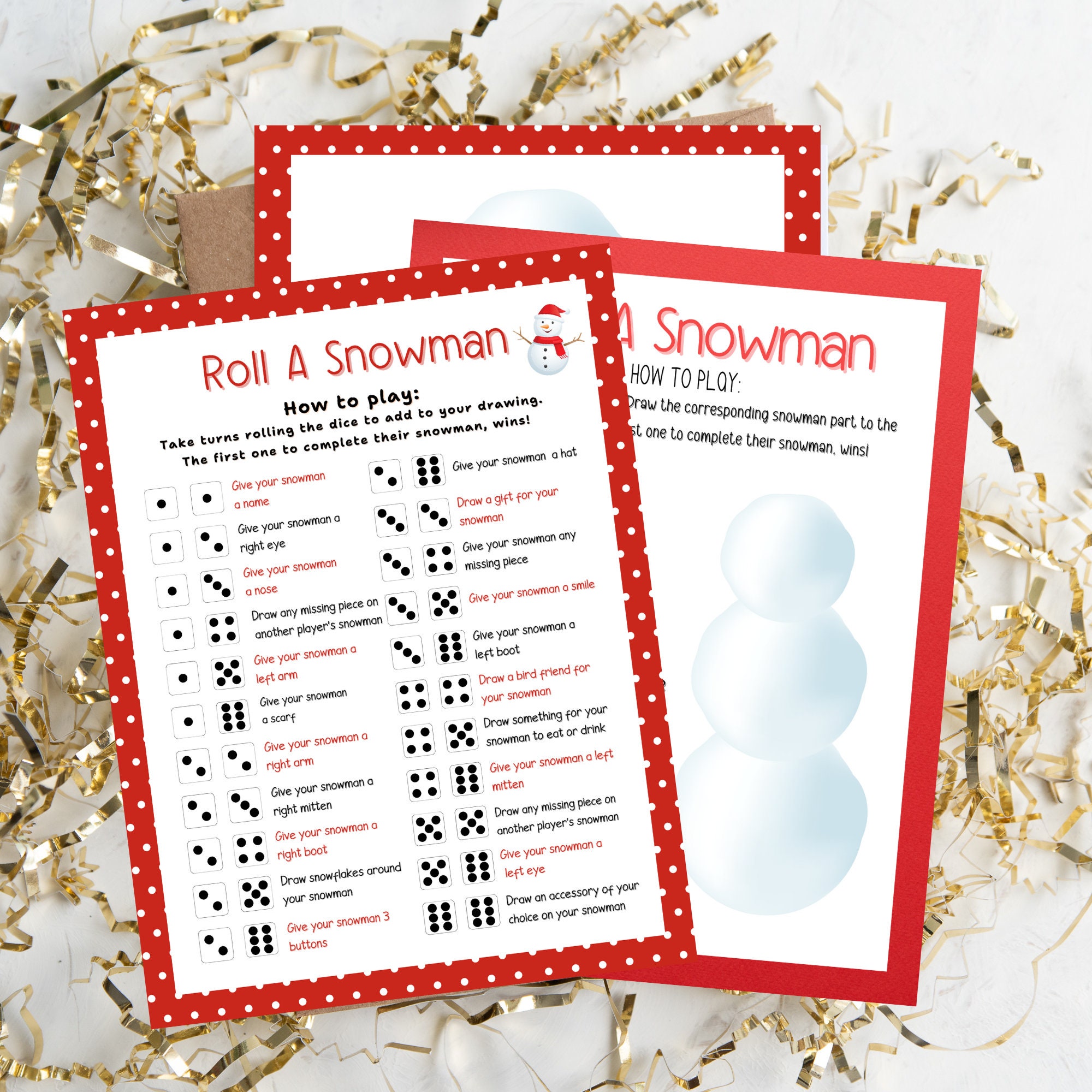 Roll a Snowman Game, Roll a Snowman Dice Game, Printable Christmas ...