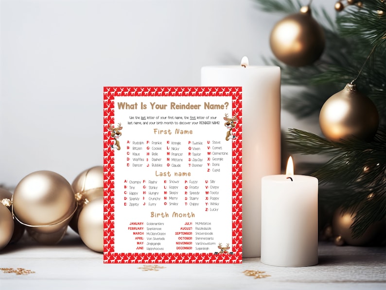 Whats Your Reindeer Name Game, Office Party Games Reindeer Names, Whats ...