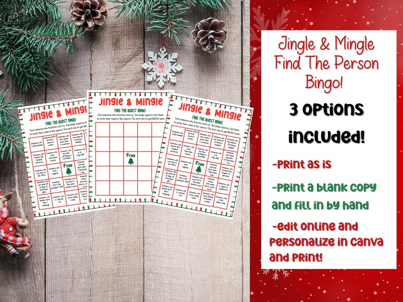 Christmas Party Bingo Game: Jingle & Mingle, Find the Guest (PDF) - Etsy