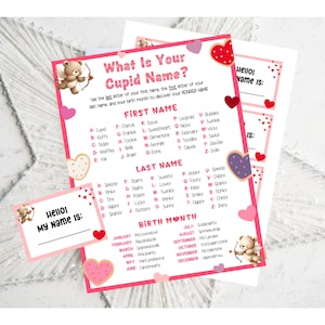 Name Game, What’s Your Cupid Name Game, Valentine’s Day Games for Kids ...