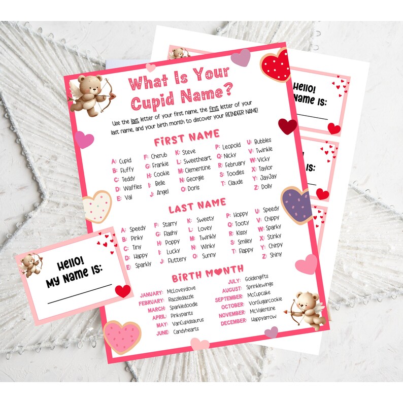 Name Game, Whats Your Cupid Name Game, Valentines Day Games for Kids ...