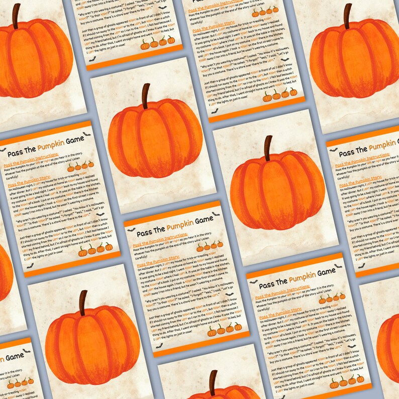 Pass the Pumpkin Game Halloween Printable, Left Right Game, Halloween ...