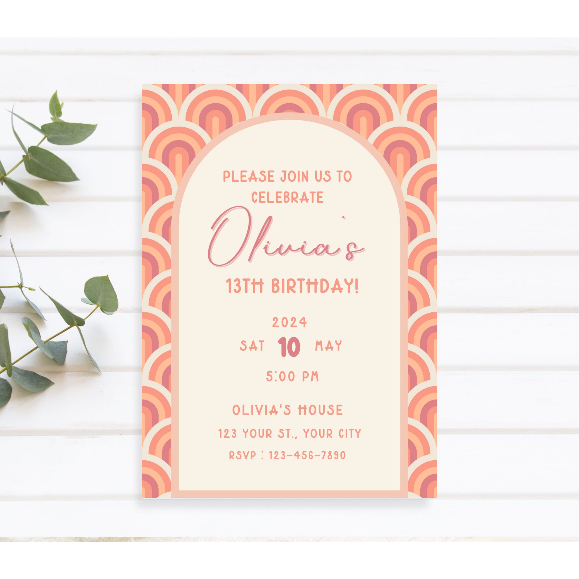 Peach Fuzz Invitation, Color of the Year Invite, Girls, Teen, Tween or ...