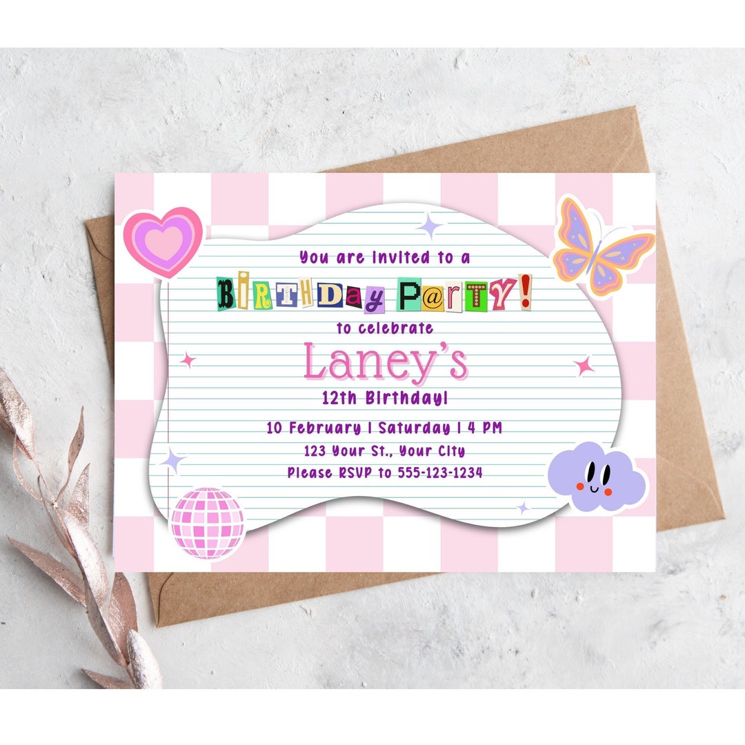 Pink Preppy Birthday Invitation: Y2K Girl B-day (digital) - Etsy