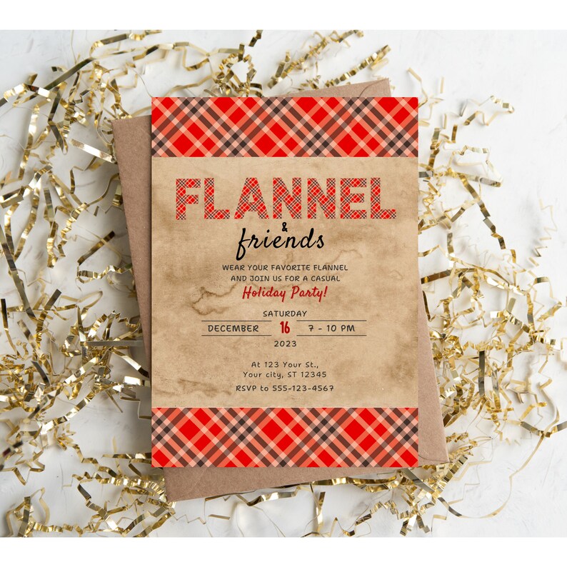 Flannel and Friends Invitation, Friendsgiving Invitation Friends ...