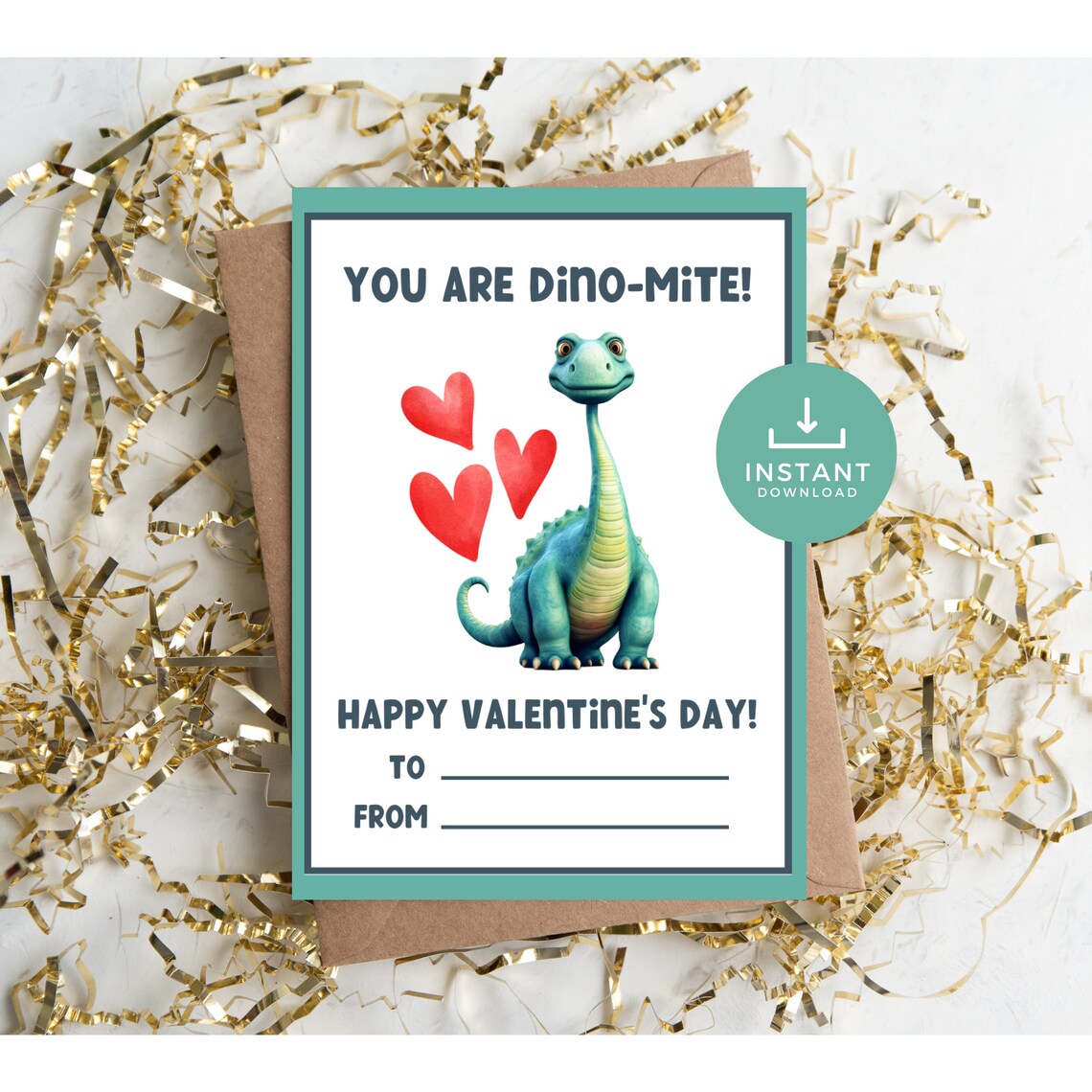 Valentine’s Day Cards for Boys, Printable Dinosaur Valentines Cards ...