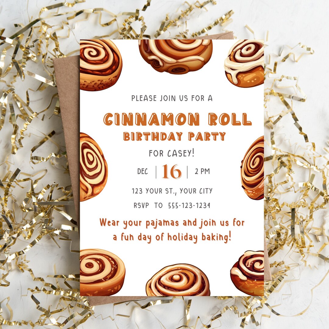 Cinnamon Roll Party Invite Cinnamon Roll Birthday Invitation - Etsy