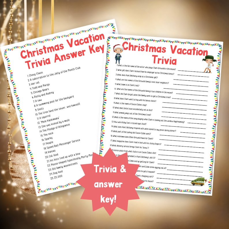 Christmas Vacation Trivia, Holiday Trivia Games Printable, Christmas ...