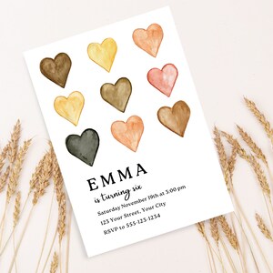 Boho Fall Birthday Invitation, Printable Modern Minimalist Girls Invite ...