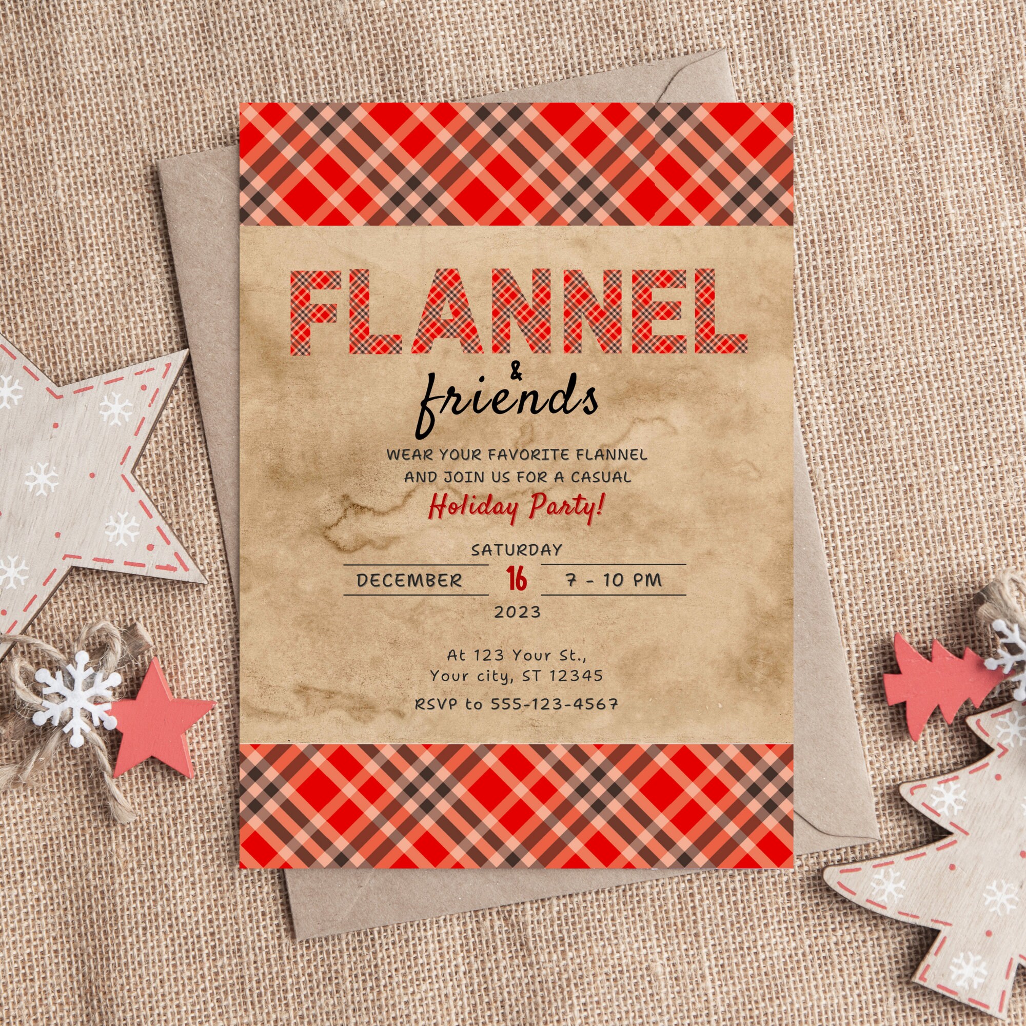 Flannel and Friends Invitation, Friendsgiving Invitation Friends ...