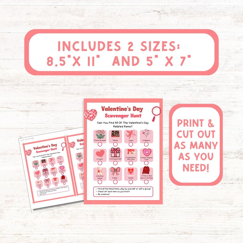 Valentines Scavenger Hunt, Valentine’s Day Printable Games, Kids Party ...
