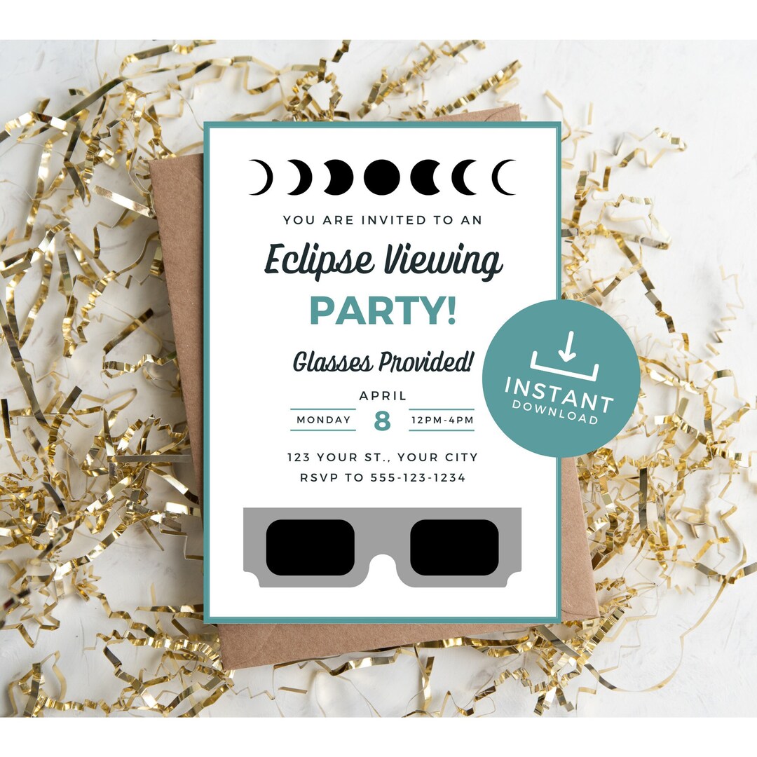 Eclipse Party Invite, Total Eclipse Party Invitation, Solar Eclipse ...
