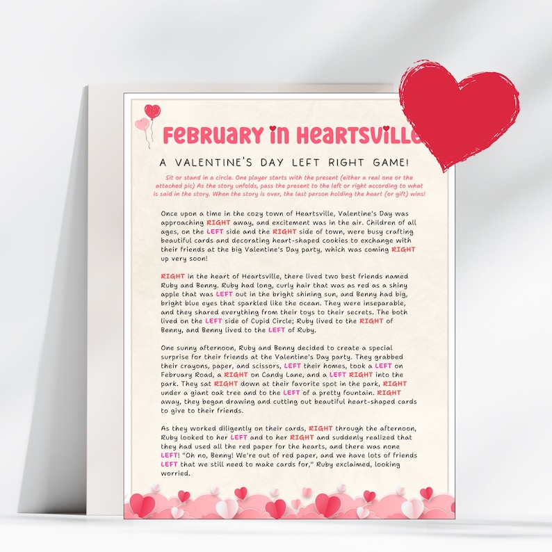 Left Right Game for Valentines Day, Valentine Games for Senior, Fun ...