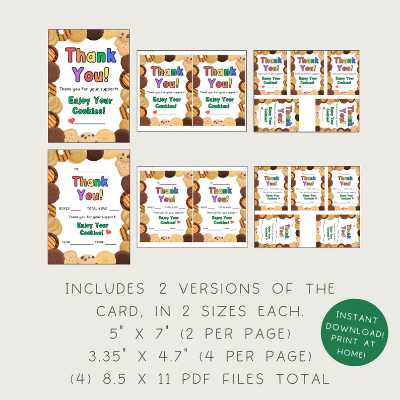 Girl Scout Cookie Thank You Cards: 2024 Receipt (PDF) - Etsy