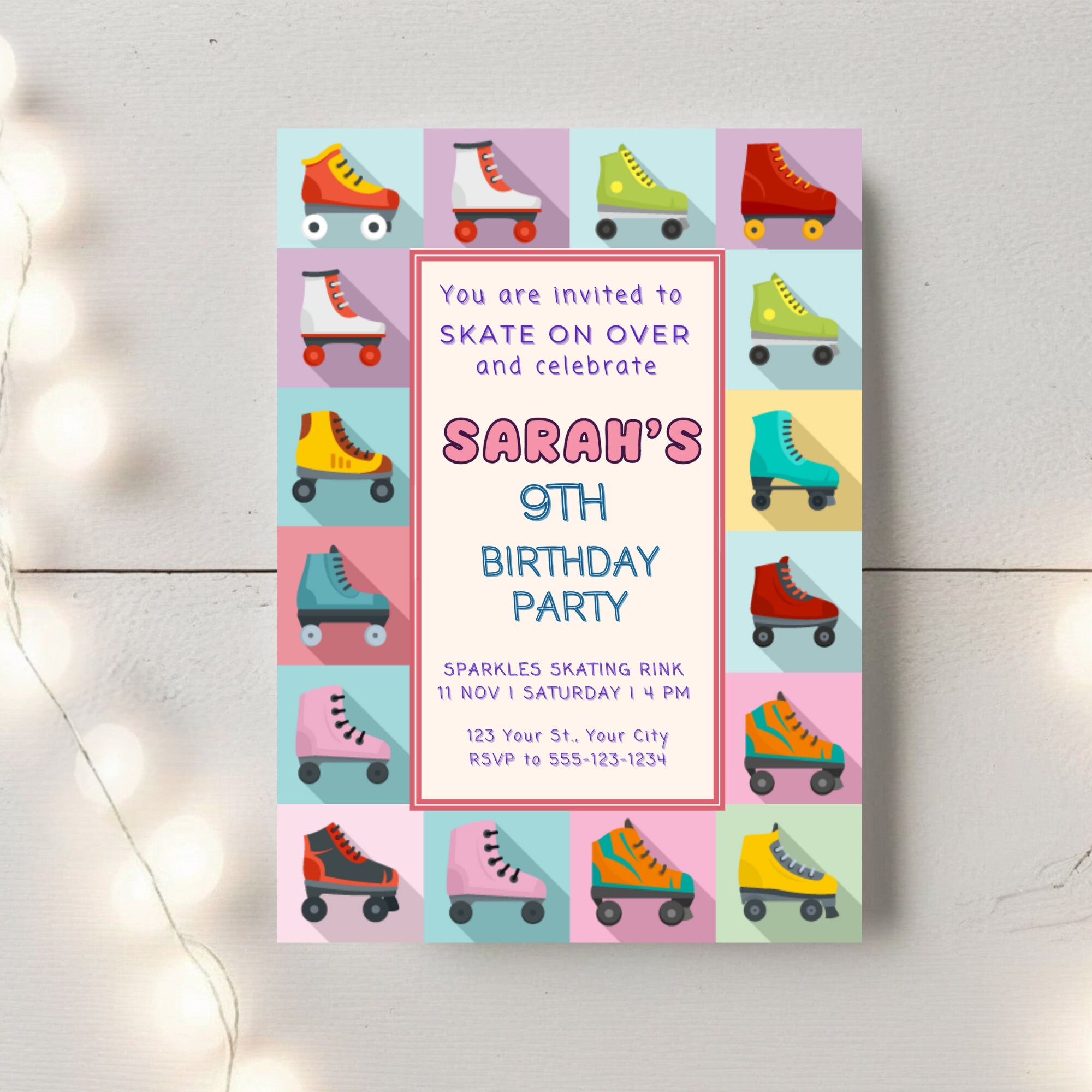 Skate Party Invitation Template Birthday Invitation Template - Etsy