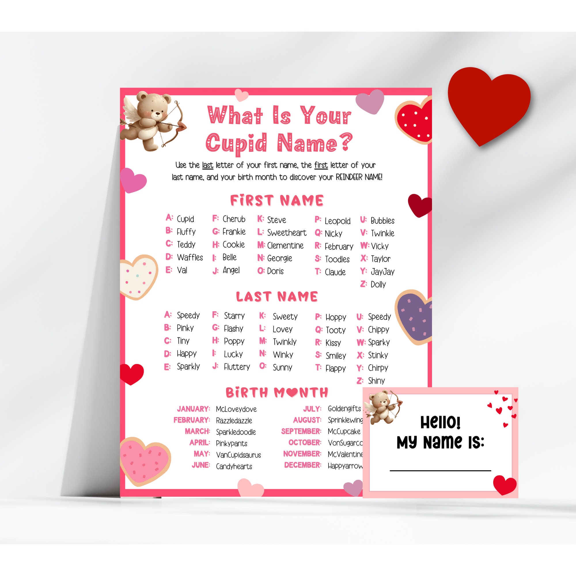 Name Game, Whats Your Cupid Name Game, Valentines Day Games for Kids ...