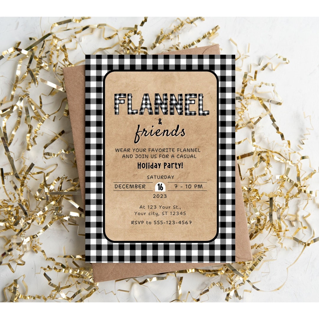 Flannel & Friends Holiday Party Invitation (digital Download) - Etsy