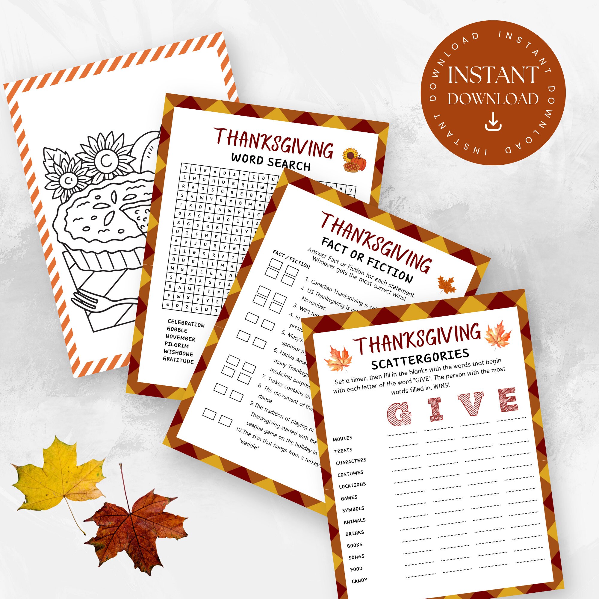 18 Fall Games Bundle, Printable Thanksgiving Indoor Games, 18 Fall ...