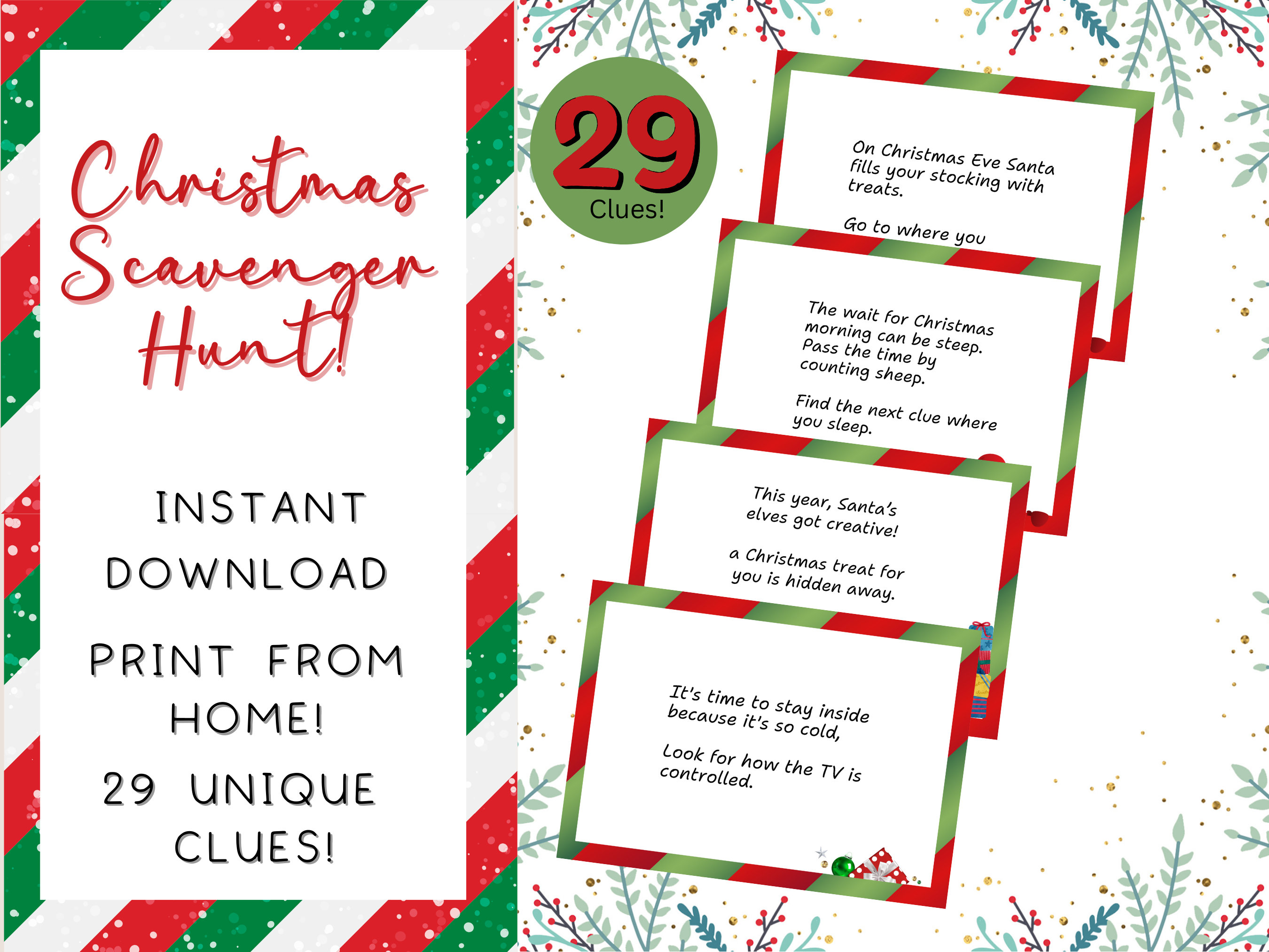 Christmas Scavenger Hunt Printable, Christmas Day Scavenger Hunt for a ...
