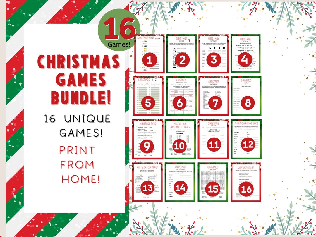 Christmas Bundle Games, 16 Printable Christmas Party Games, Childrens ...