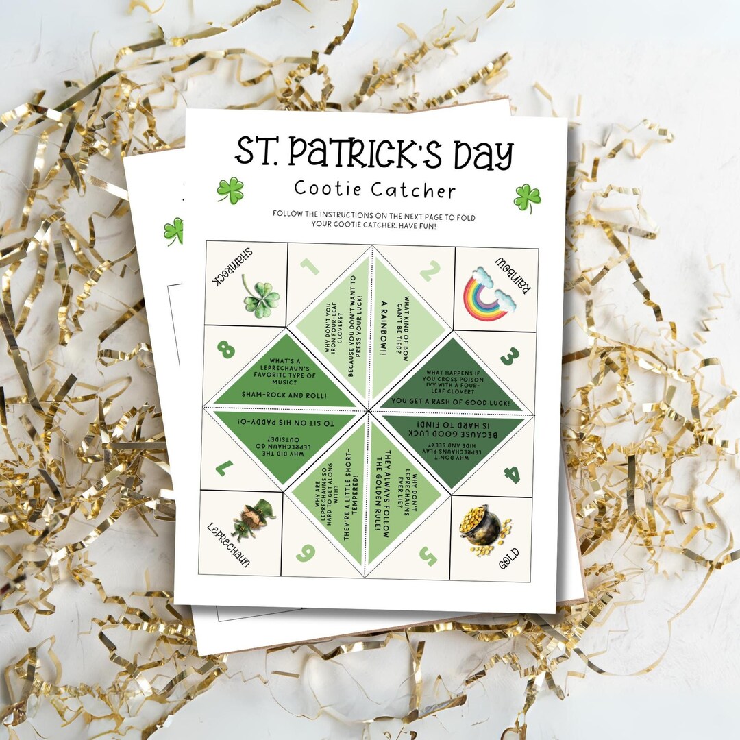 St Patrick’s Day Game, Printable Cootie Catcher Game, Joke Teller ...