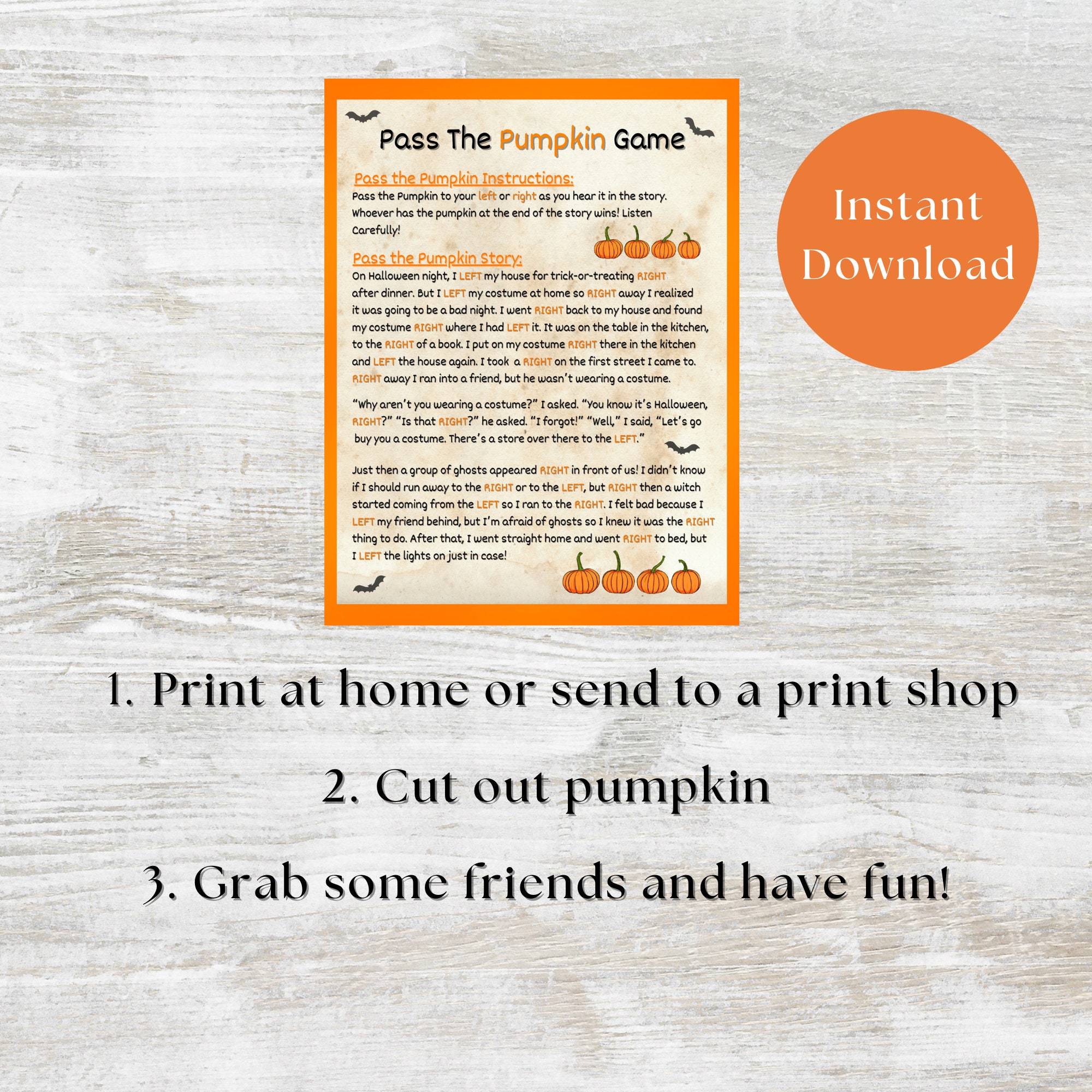 Pass the Pumpkin Game Halloween Printable, Left Right Game, Halloween ...