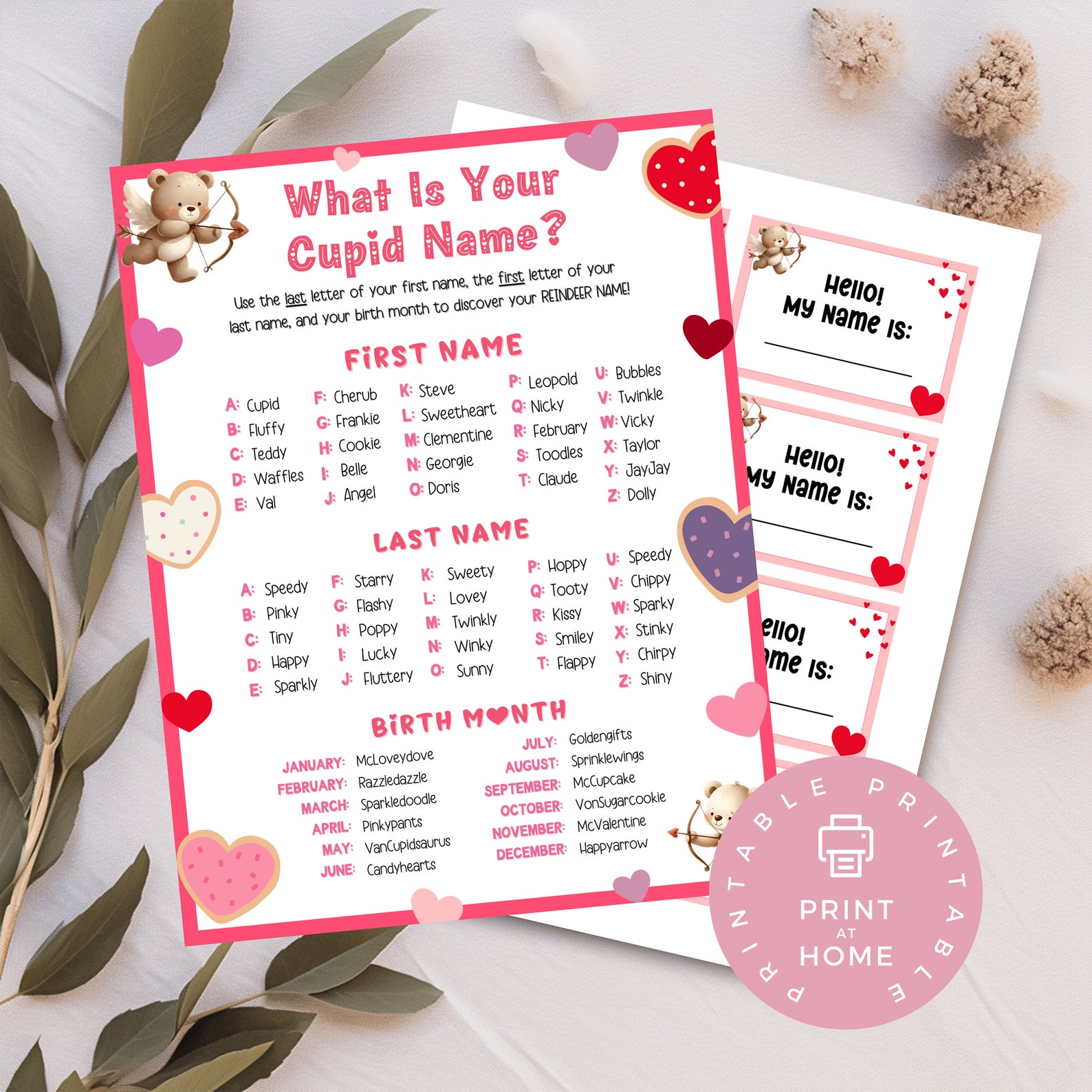 Name Game, What’s Your Cupid Name Game, Valentine’s Day Games for Kids ...