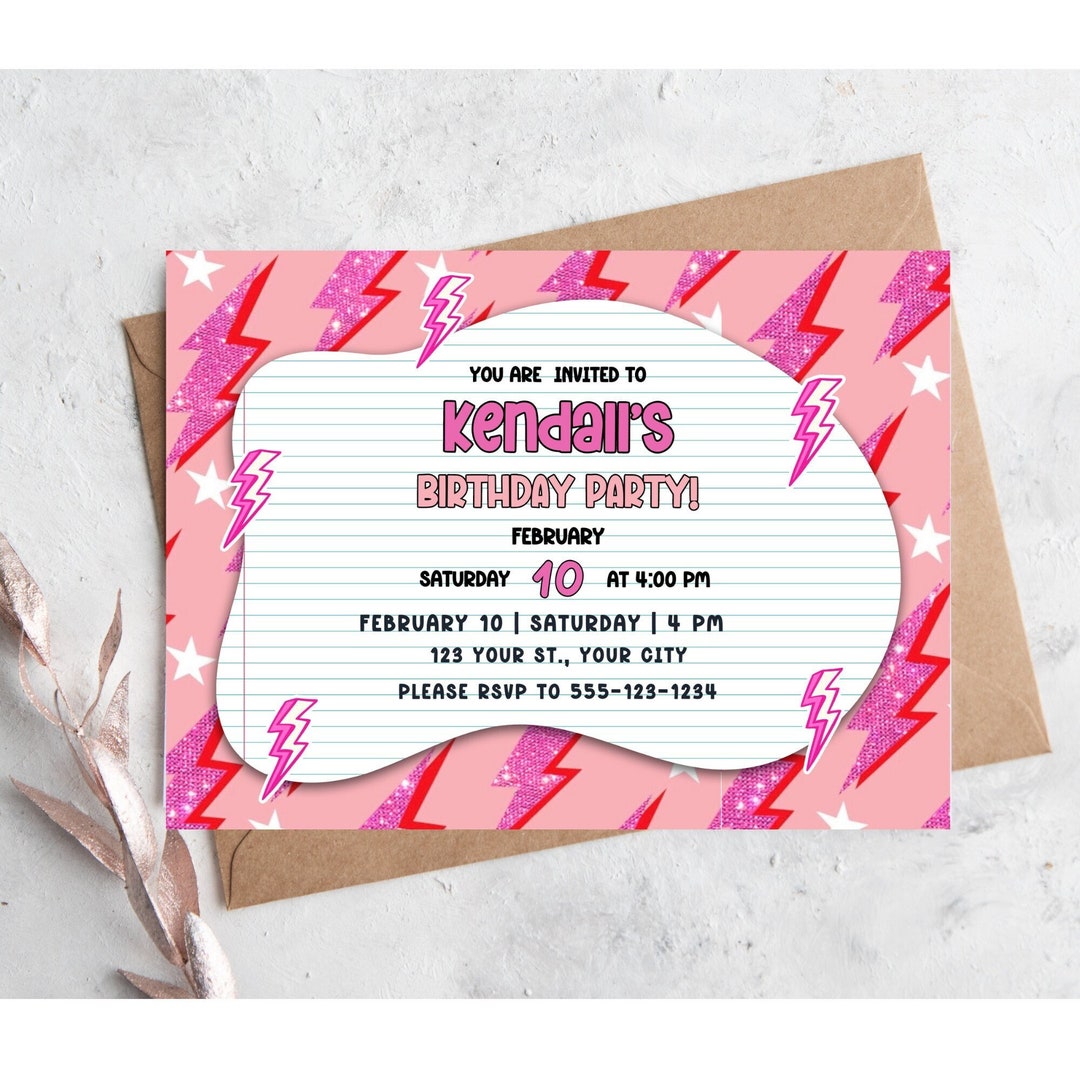 Pink Preppy Birthday Inviitation, 90s Theme Girls Birthday Invite ...