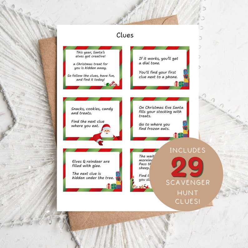 Christmas Scavenger Hunt Printable, Christmas Day Scavenger Hunt for a ...