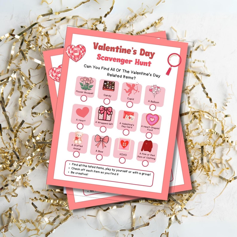 Valentines Scavenger Hunt, Valentine’s Day Printable Games, Kids Party ...