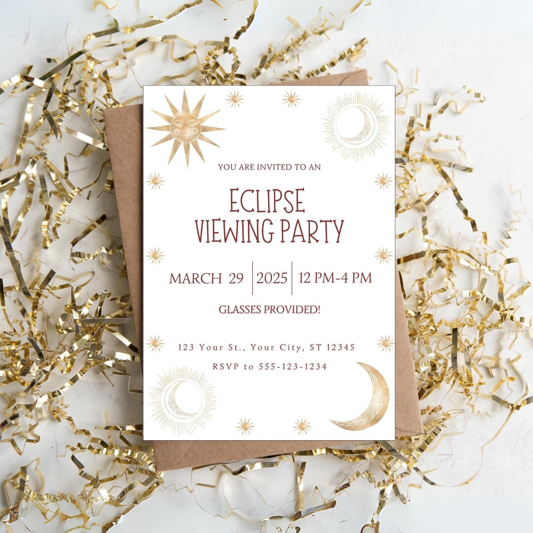 Solar Eclipse Party Invitation, 2025 Total Eclipse Party Invitation ...