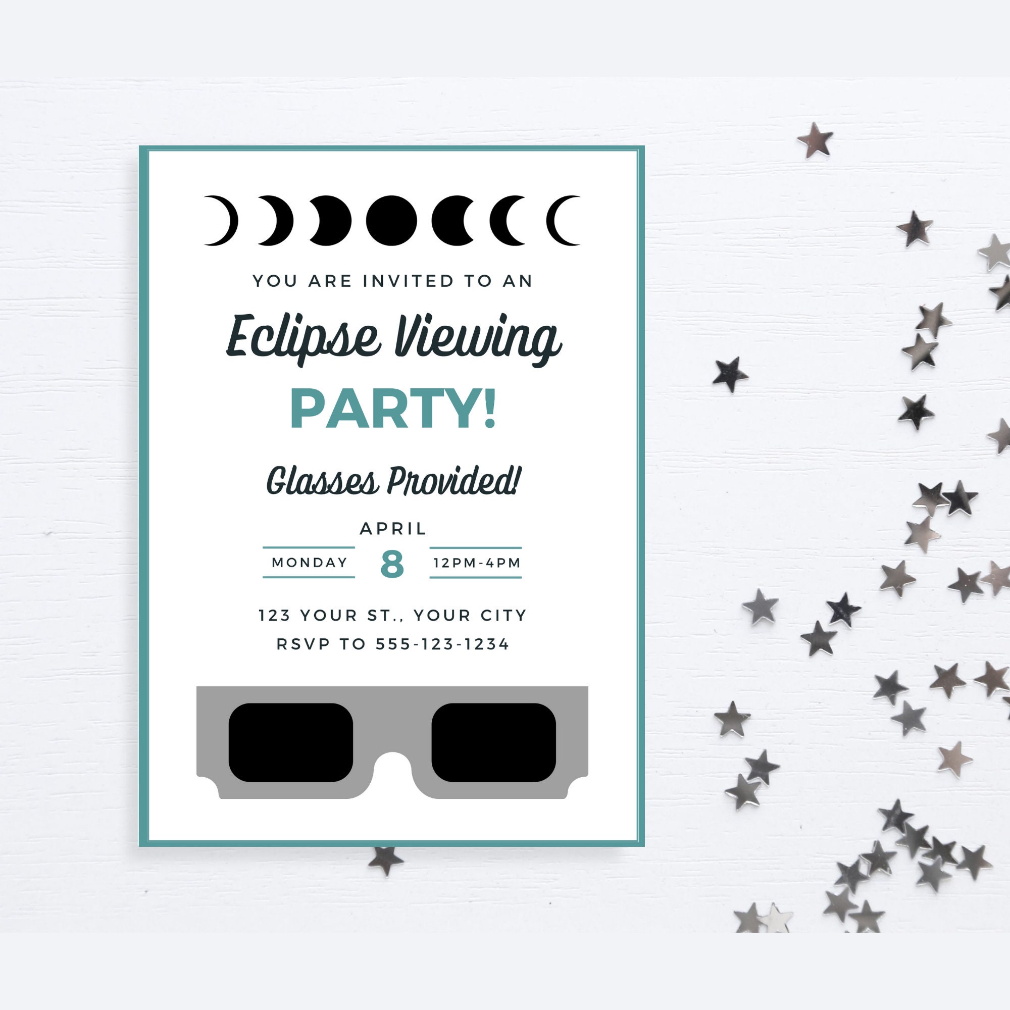 Eclipse Party Invite, Total Eclipse Party Invitation, Solar Eclipse ...