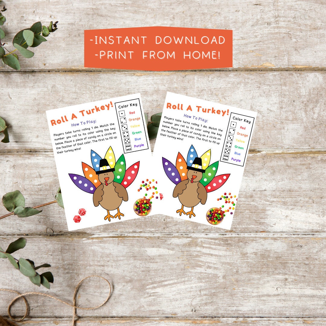Roll A Turkey Game, Thanksgiving or Friendsgiving Candy Dice Game ...