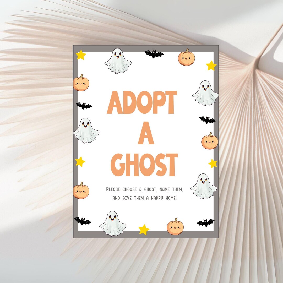 Adopt a Ghost Printable, Ghost Adoption Certificate, Adopt a Ghost Certificate Sign Set, Little ...