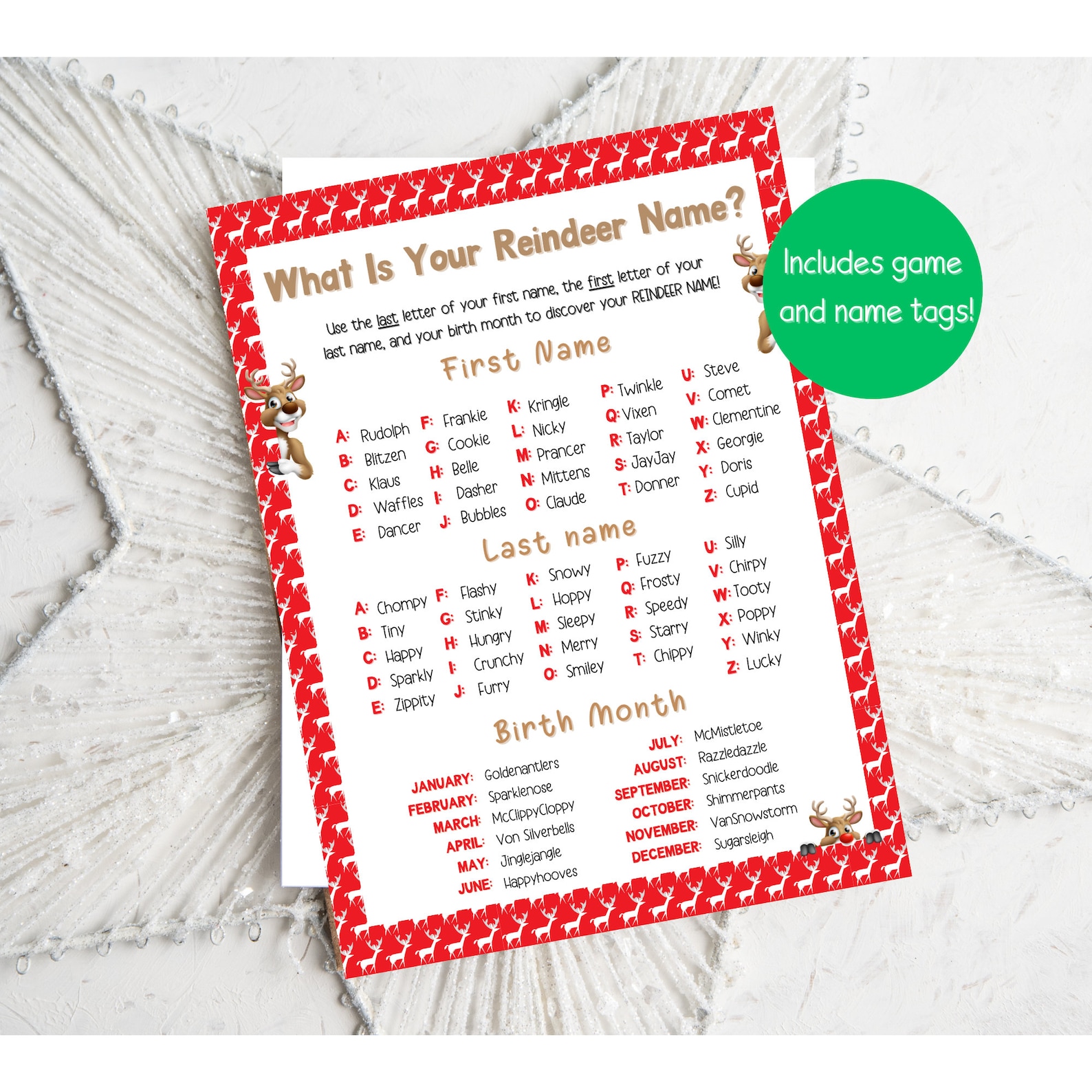 Whats Your Reindeer Name Game, Office Party Games Reindeer Names, Whats ...